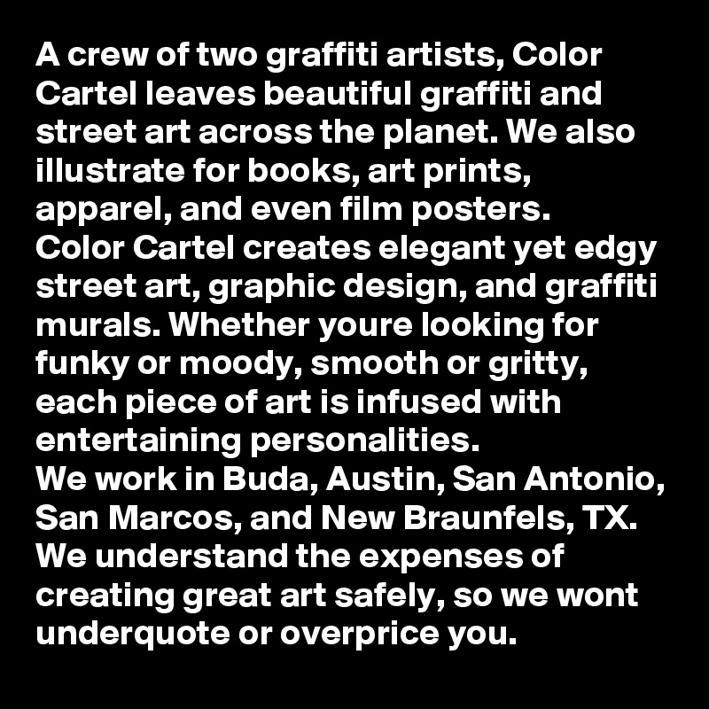 A crew of two graffiti artists, Color Cartel leaves beautiful graffiti ...
