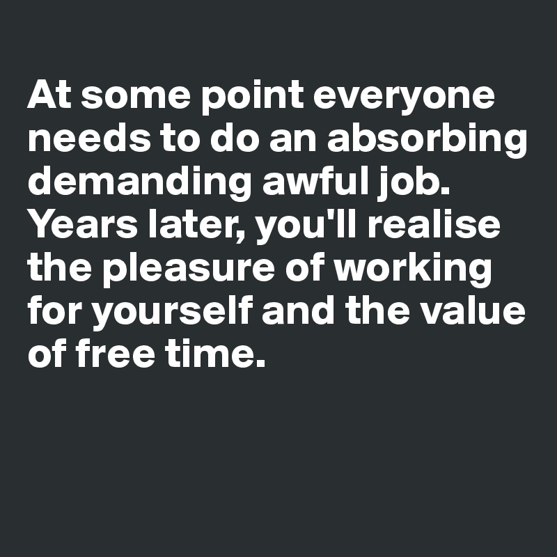 At some point everyone needs to do an absorbing demanding awful job ...
